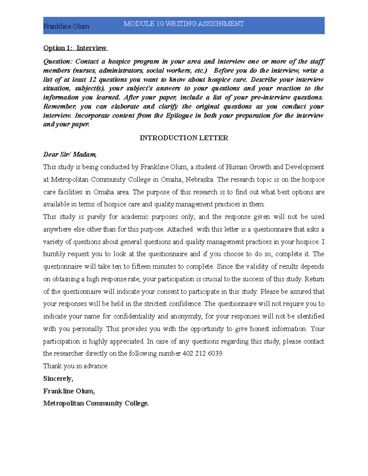 Module 10 Writting Asignment - PSYC 1120 - MCC - Studocu