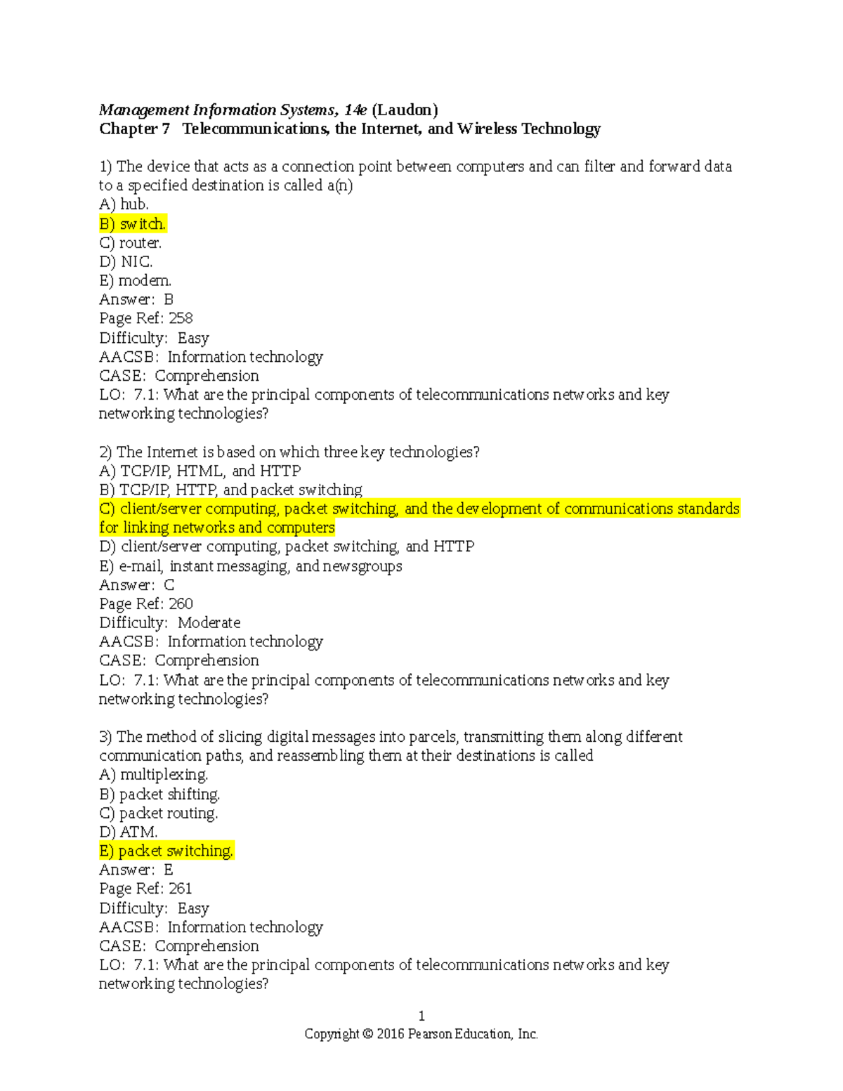 Chapter-7-test bank kkkkk - Management Information Systems, 14e (Laudon ...