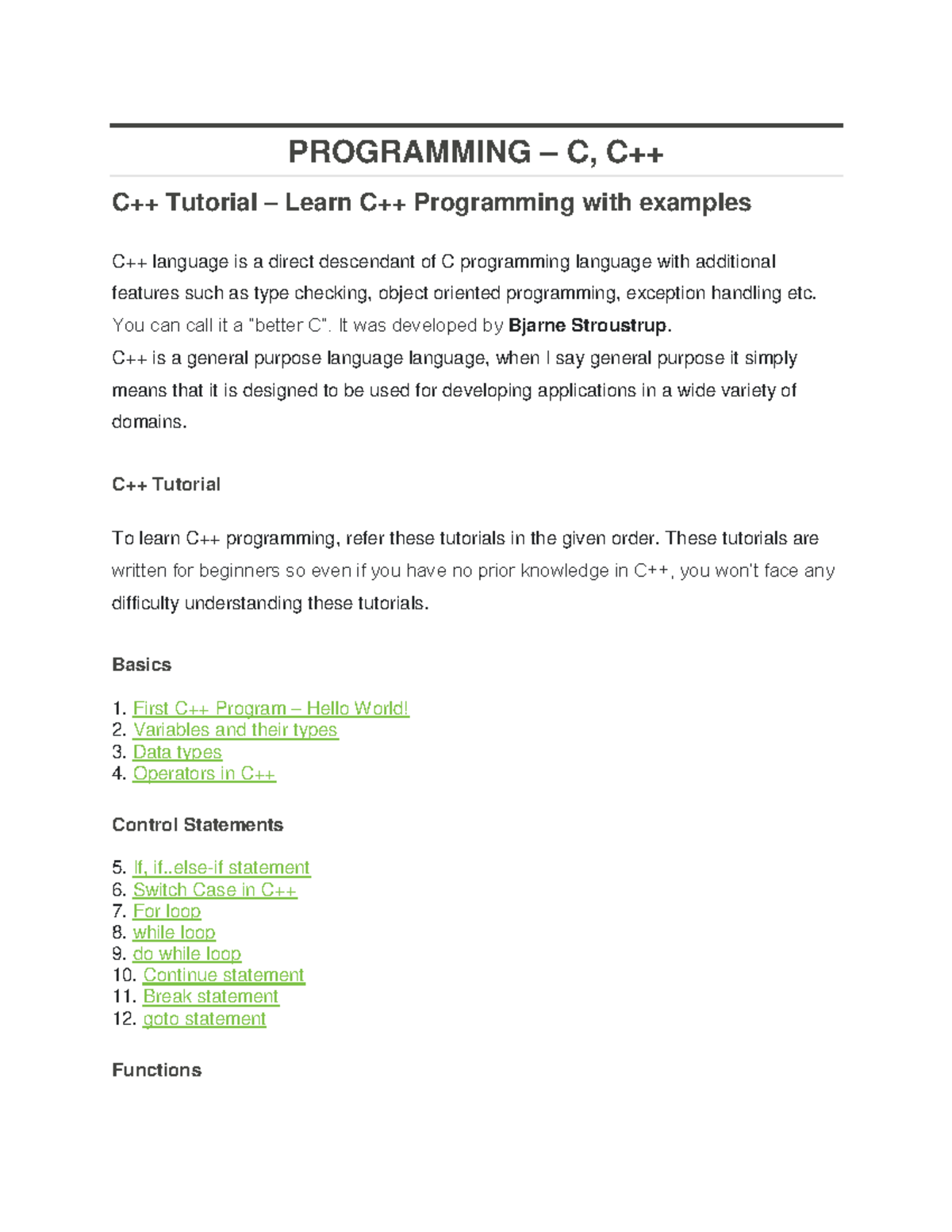 Programming C++ Simplified - Programming – C, C++ C++ Tutorial – Learn