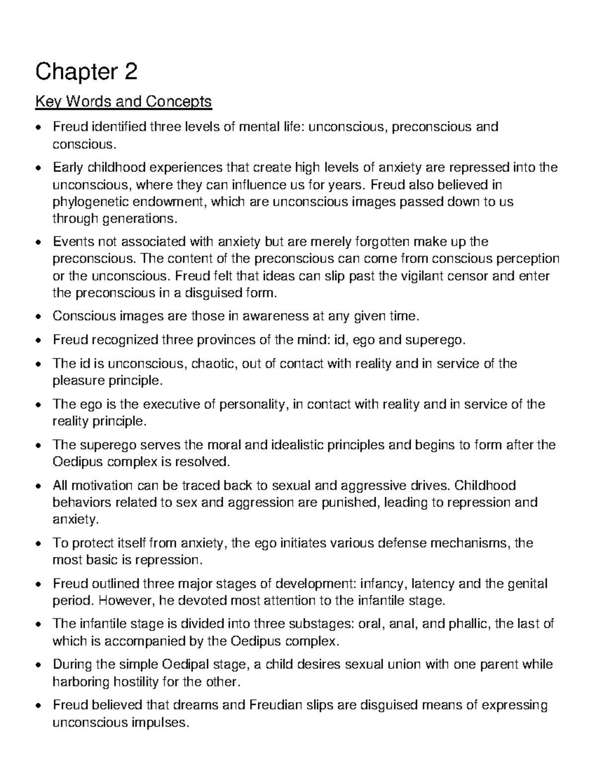 Theories of Personality Ch 2 Notes - PPE 4003 - UNF - Studocu