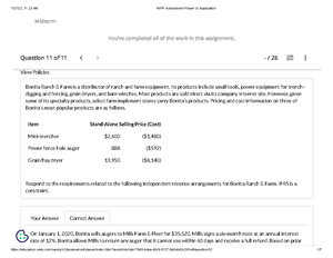 Wiley plus assignment 1, q11 - View Policies Show Attempt History Your ...