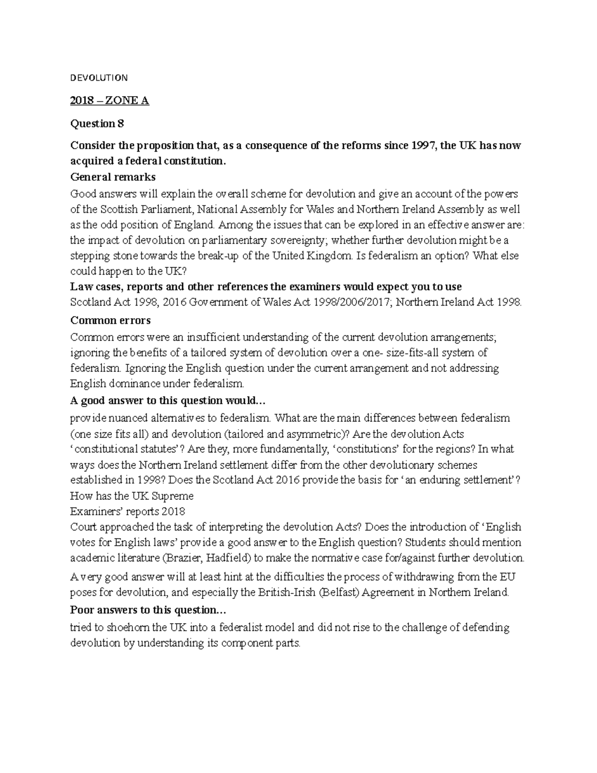 Devolution - Topical Past Year Question break down with examiner review ...