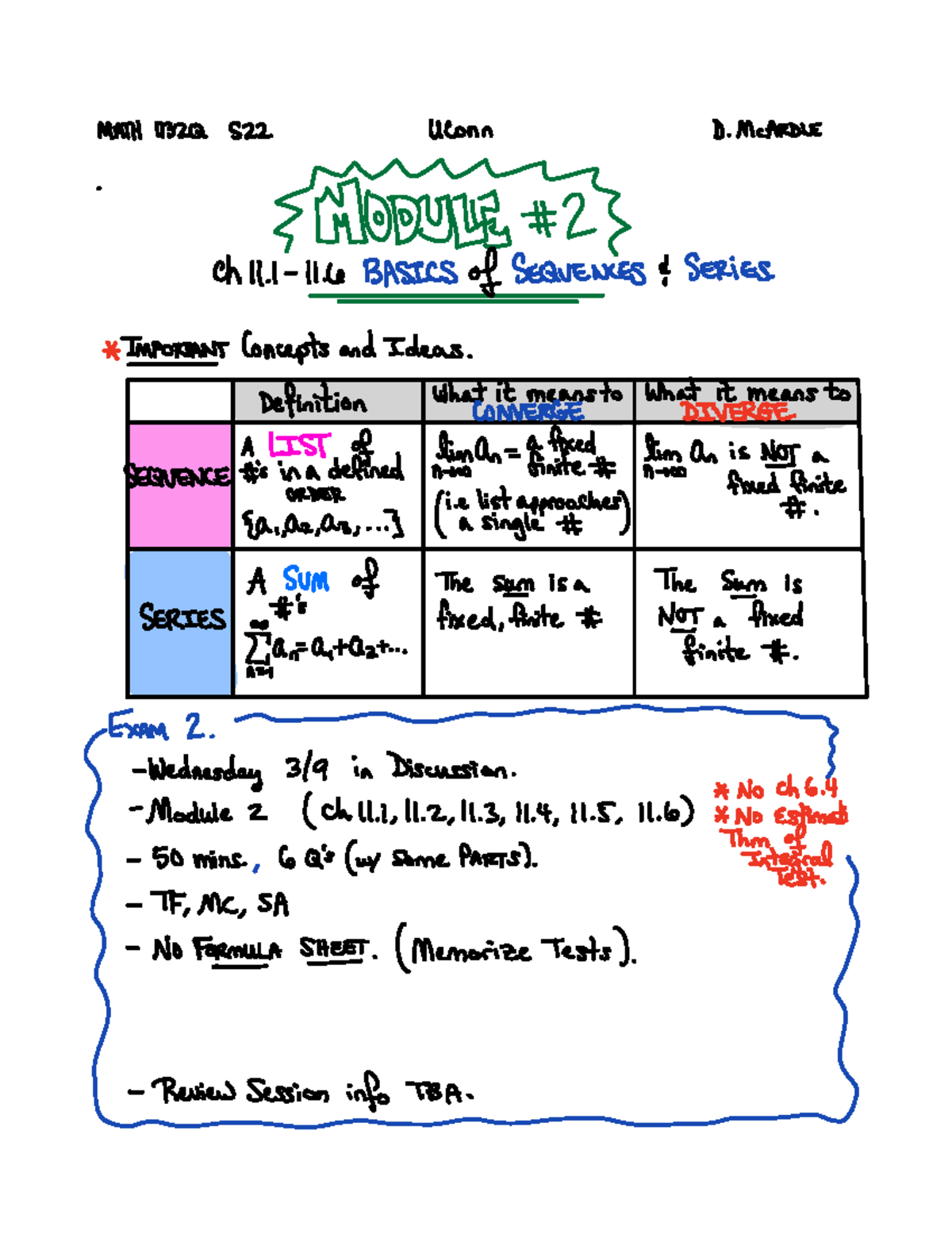 Sequences and Series, Module 2 - MATH 11320 522 UConn D MCARDLE ...