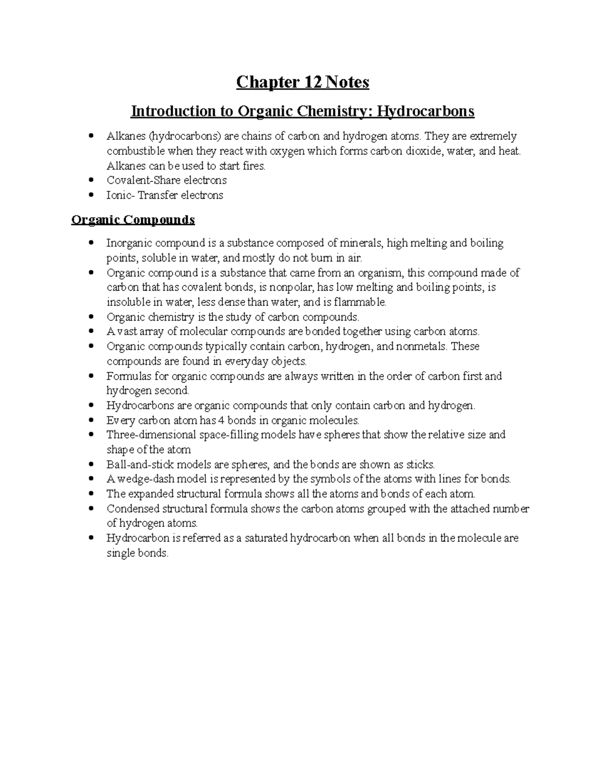 Chapter 12 Introduction to Organic Chemistry Hydrocarbons - Chapter 12 ...