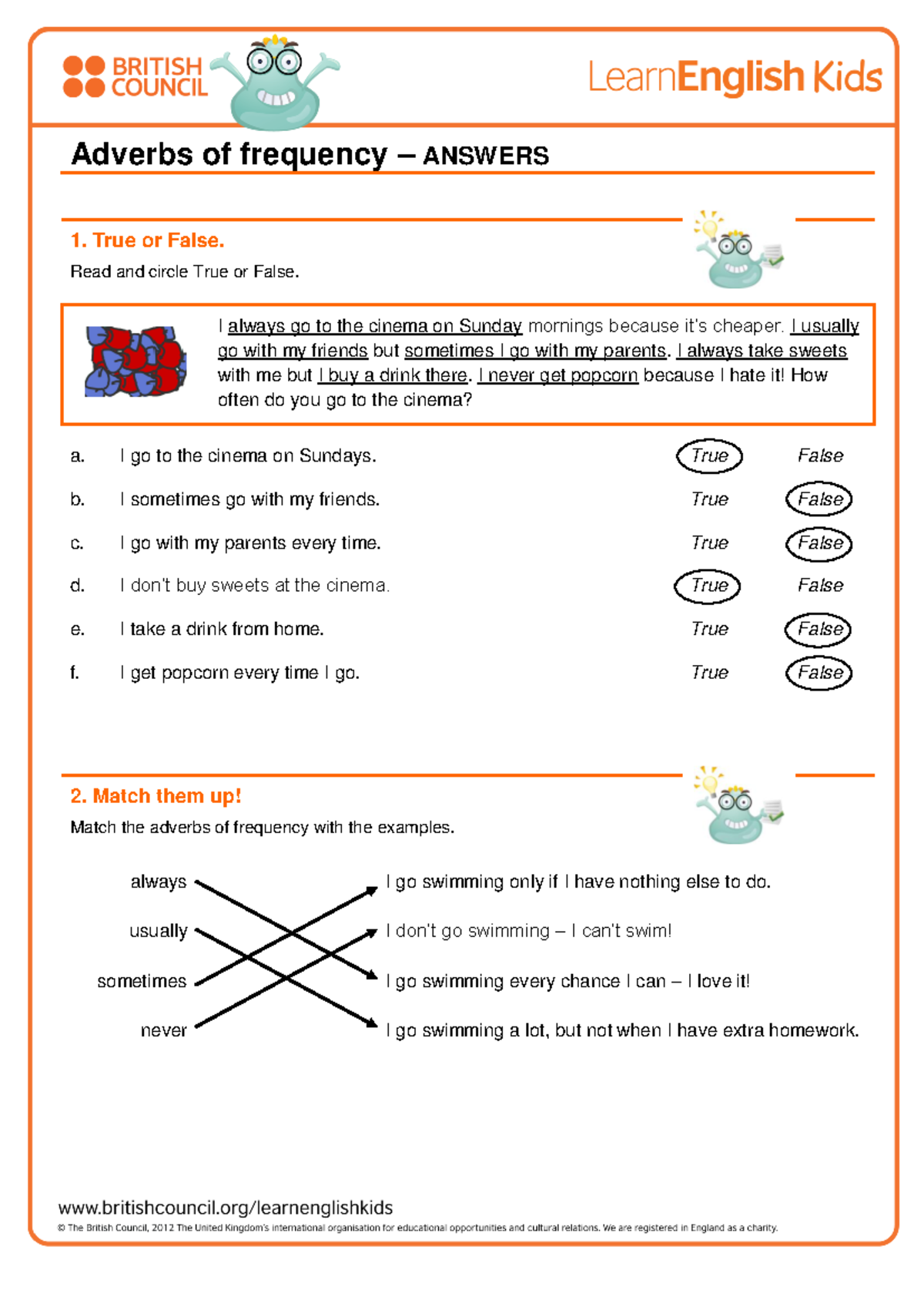 Grammar games adverbs of frequency answers - Adverbs of frequency ...