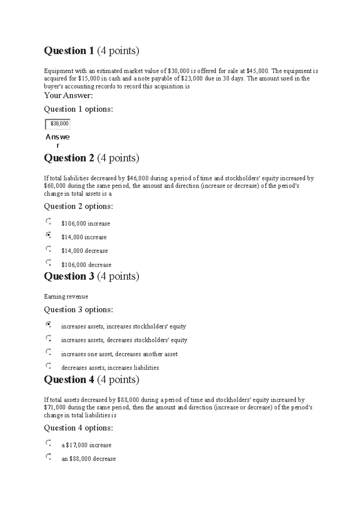 Accounting 3rd Adjusting entry - Question 1 (4 points) Equipment with ...