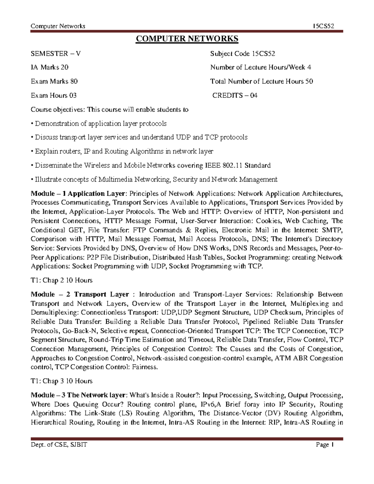Cn - COMPUTER NETWORK NOTES - COMPUTER NETWORKS SEMESTER – V Subject ...