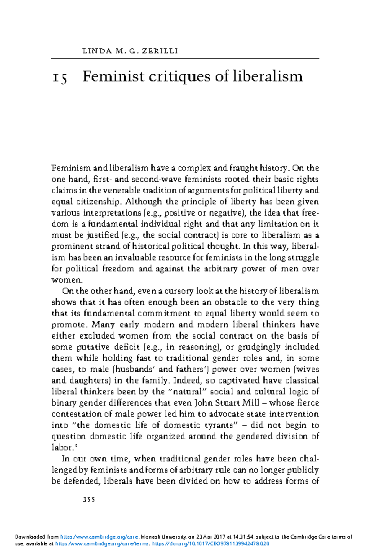13. Linda M.G. Zerilli 2c Feminist critiques of liberalism - linda m. g ...