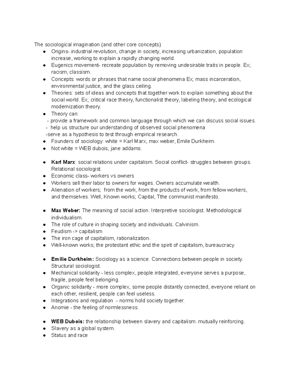 Soc notes - intro to sociology - The sociological imagination (and ...