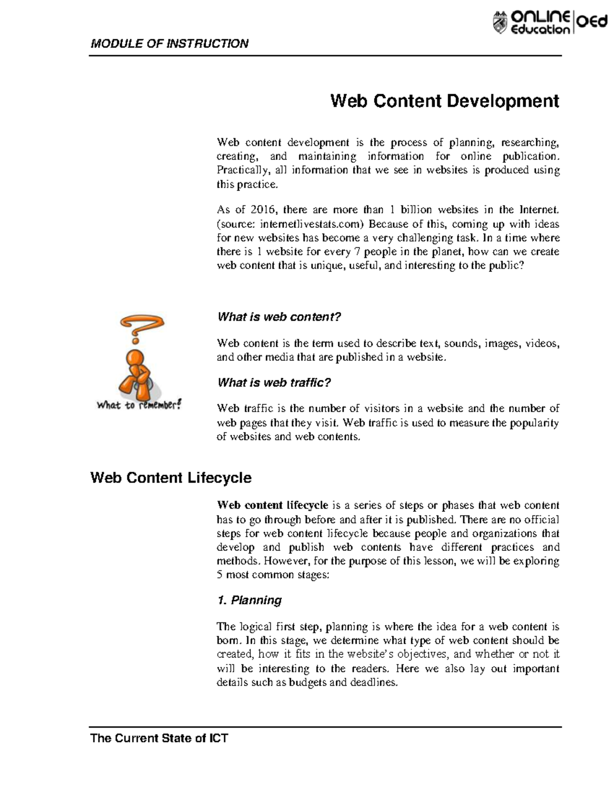 Week 012-Module Web Content Development - MODULE OF INSTRUCTION The ...