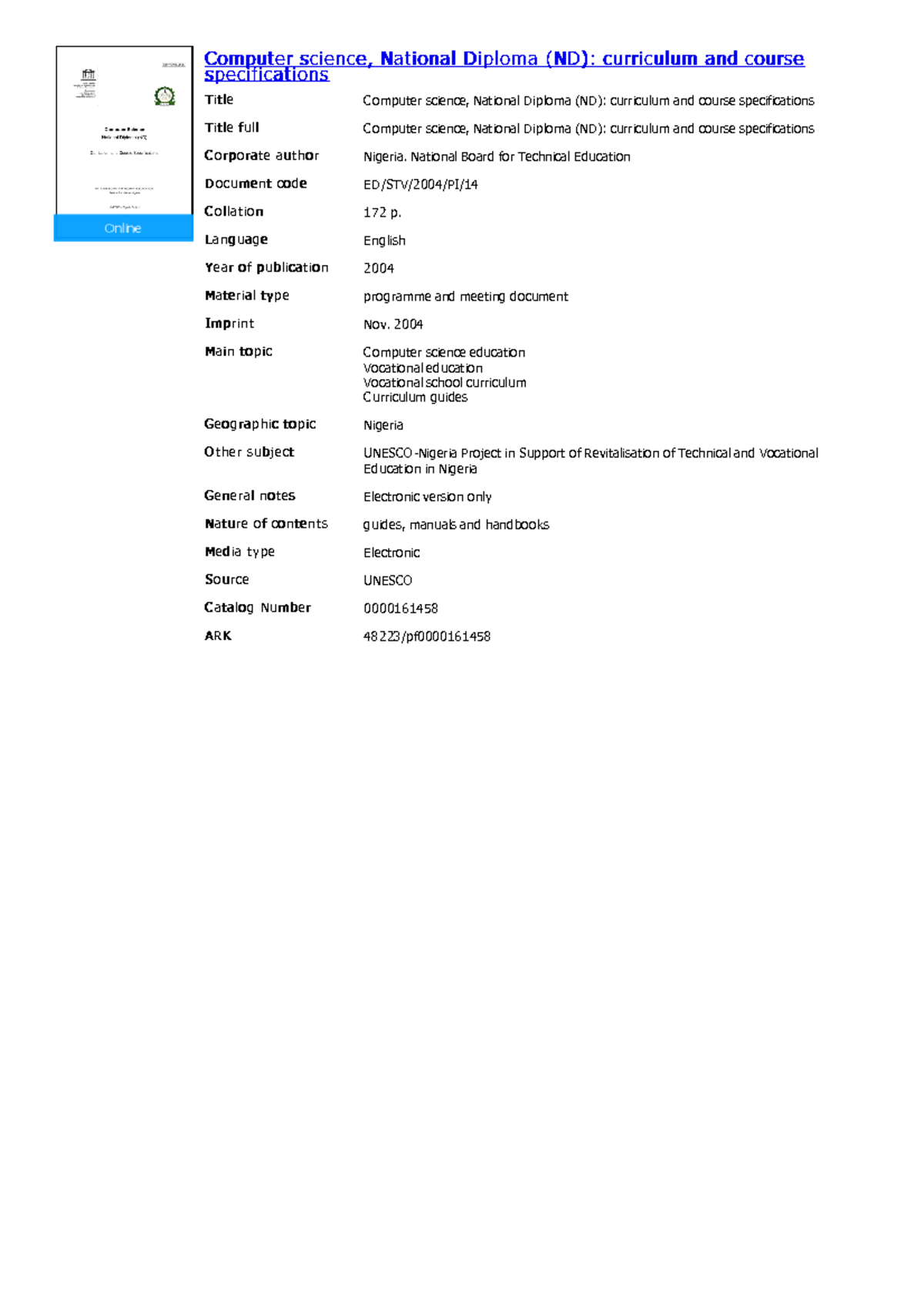Nbte curriculum - Computer science, National Diploma (ND): curriculum ...