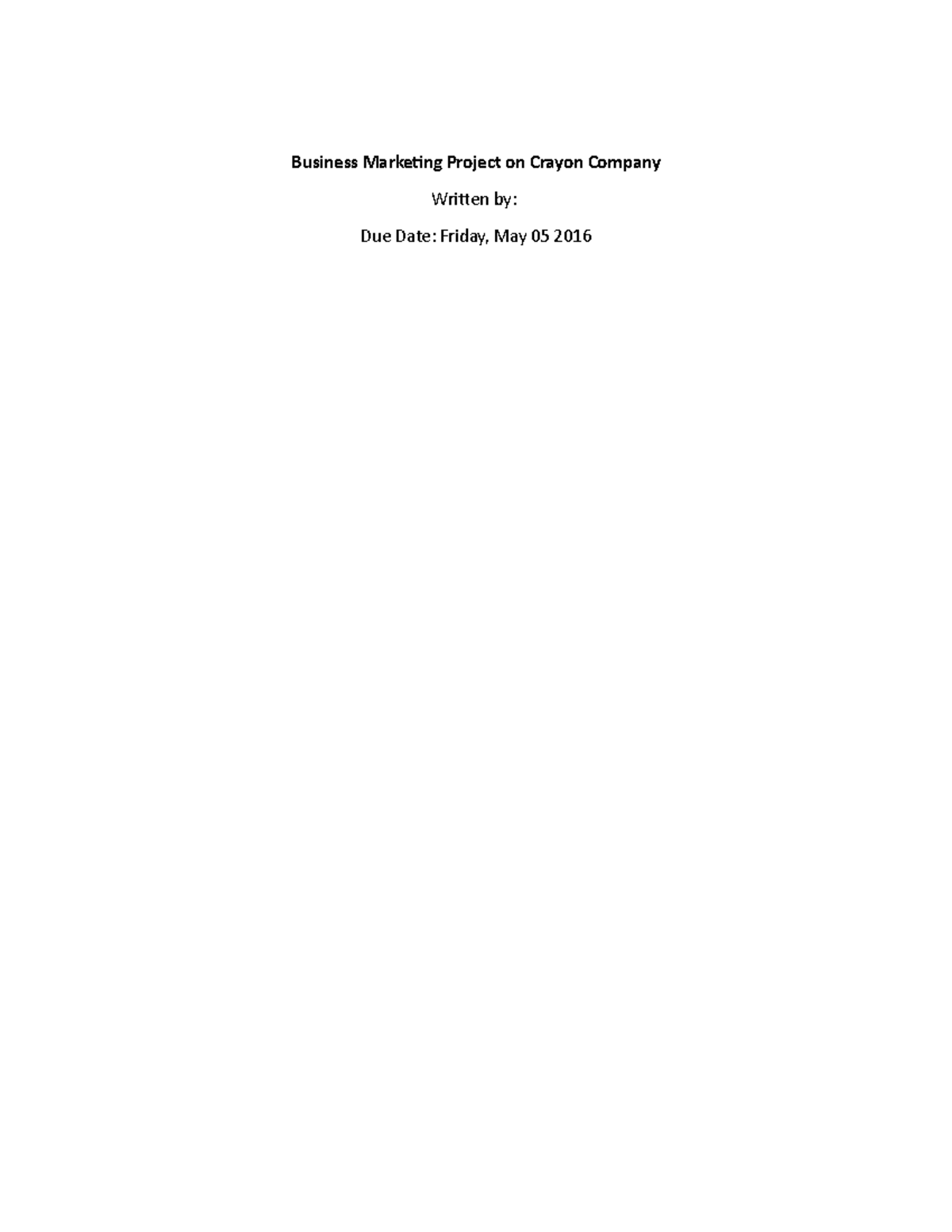 BBI Marketing Project - study guide - Business Marketing Project on ...