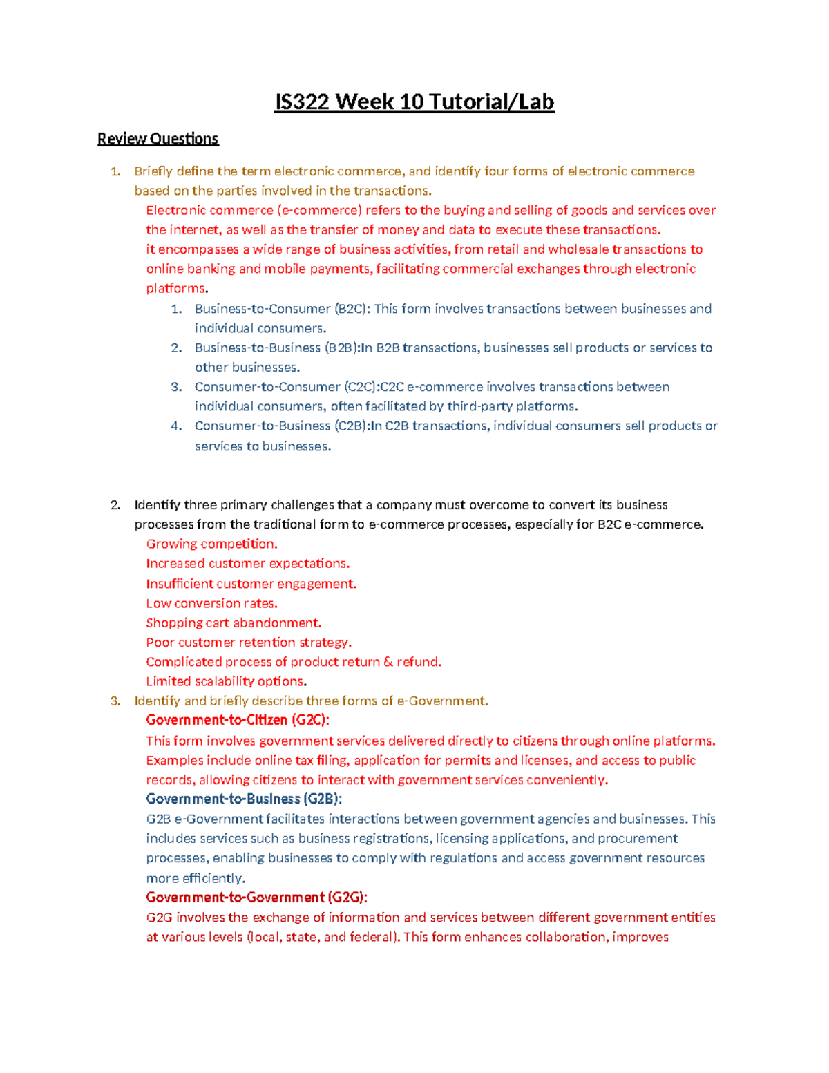 IS322 Week 10 Tutorial sol - IS322 Week 10 Tutorial/Lab Review Questions Briefly define the term ...