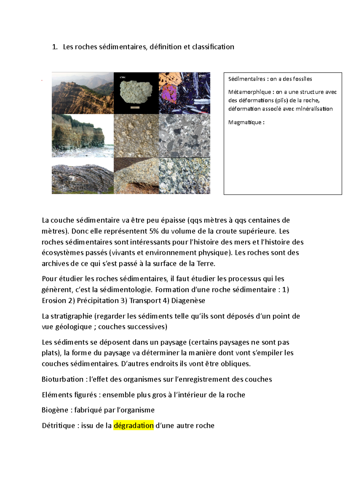 C8 Les roches sédimentaires - 1. Les roches sédimentaires, définition ...