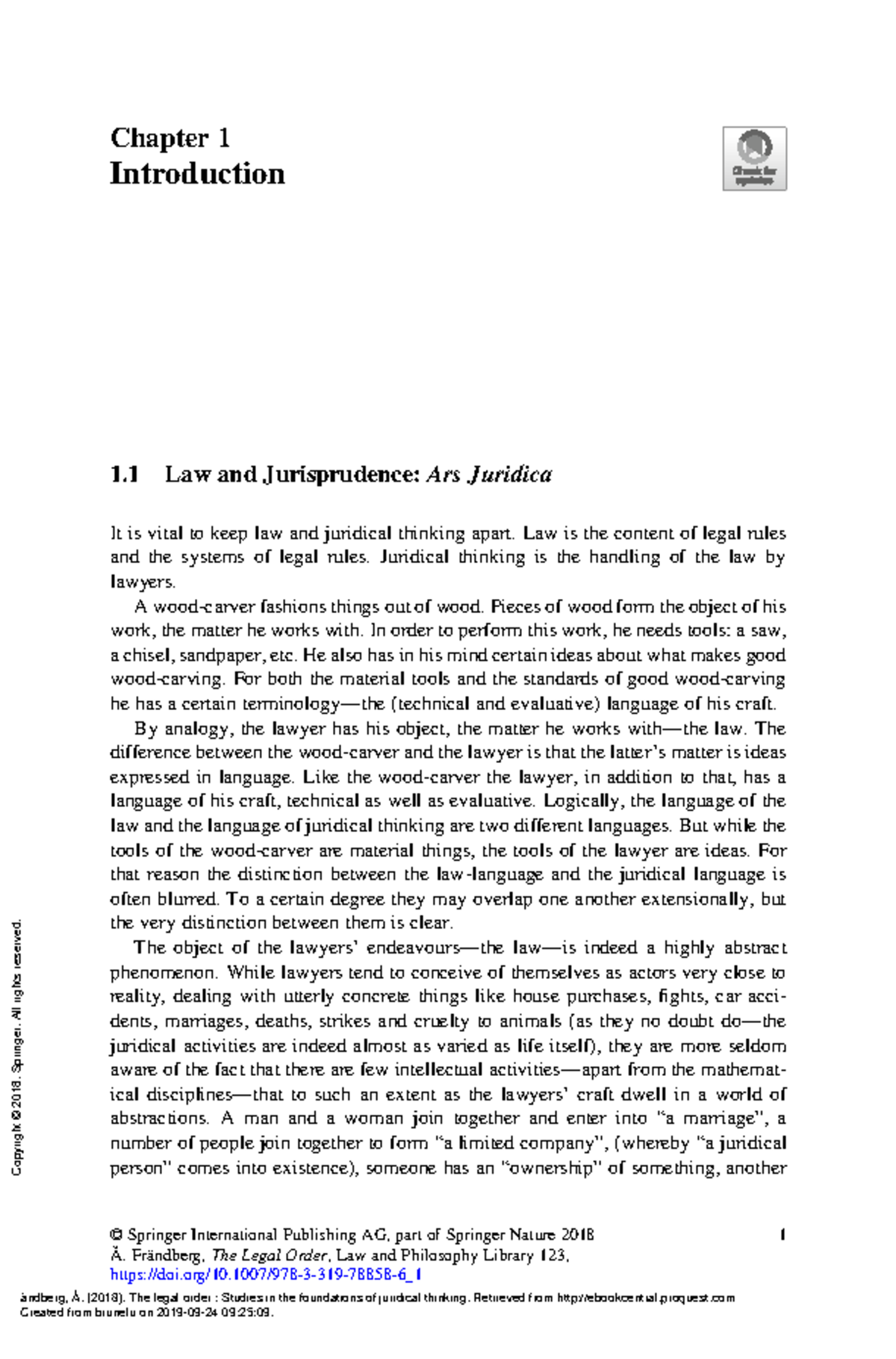 Seminar 1 - Introduction Chapter - Chapter 1 Introduction 1 Law and Jurisprudence: Ars Juridica ...