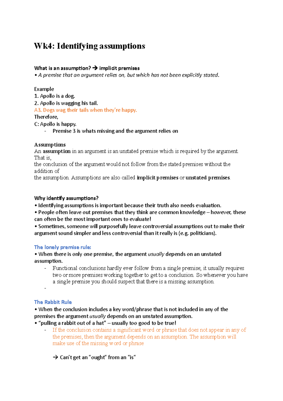 Week 4 tutorial worksheet - critical reasoning unit - Wk4: Identifying ...