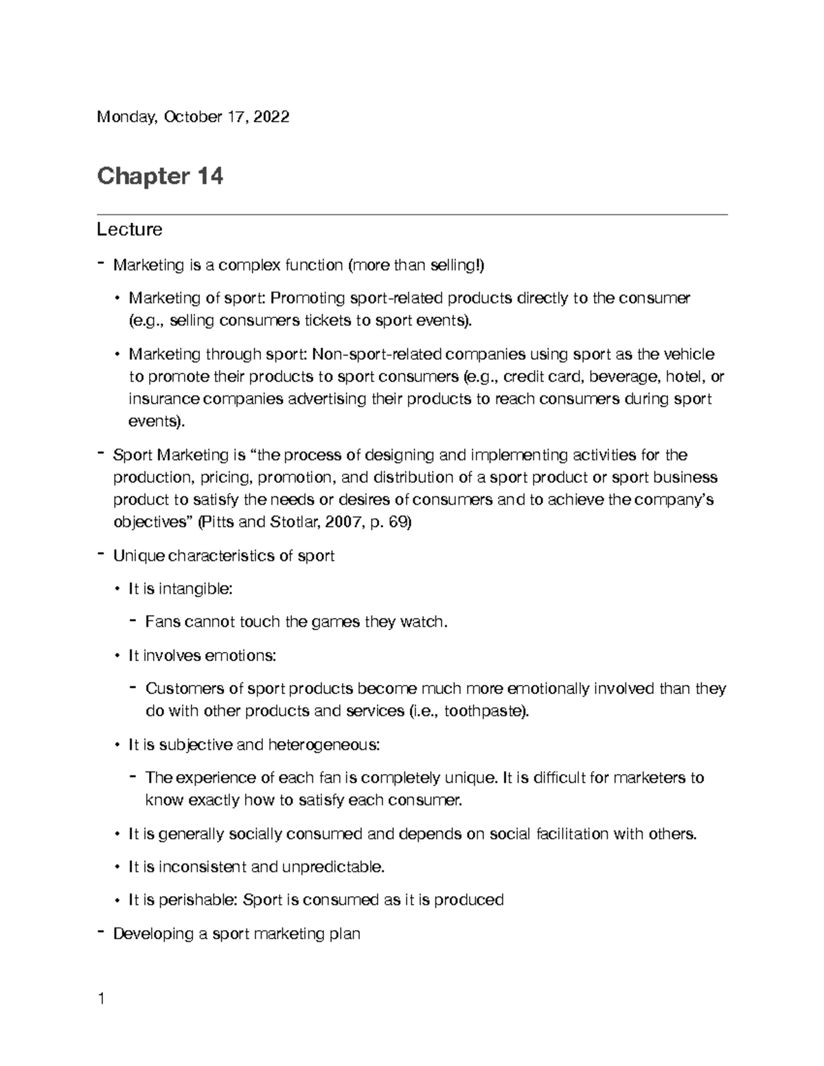 sports management chapter 14 - Monday, October 17, 2022 Chapter 14 ...