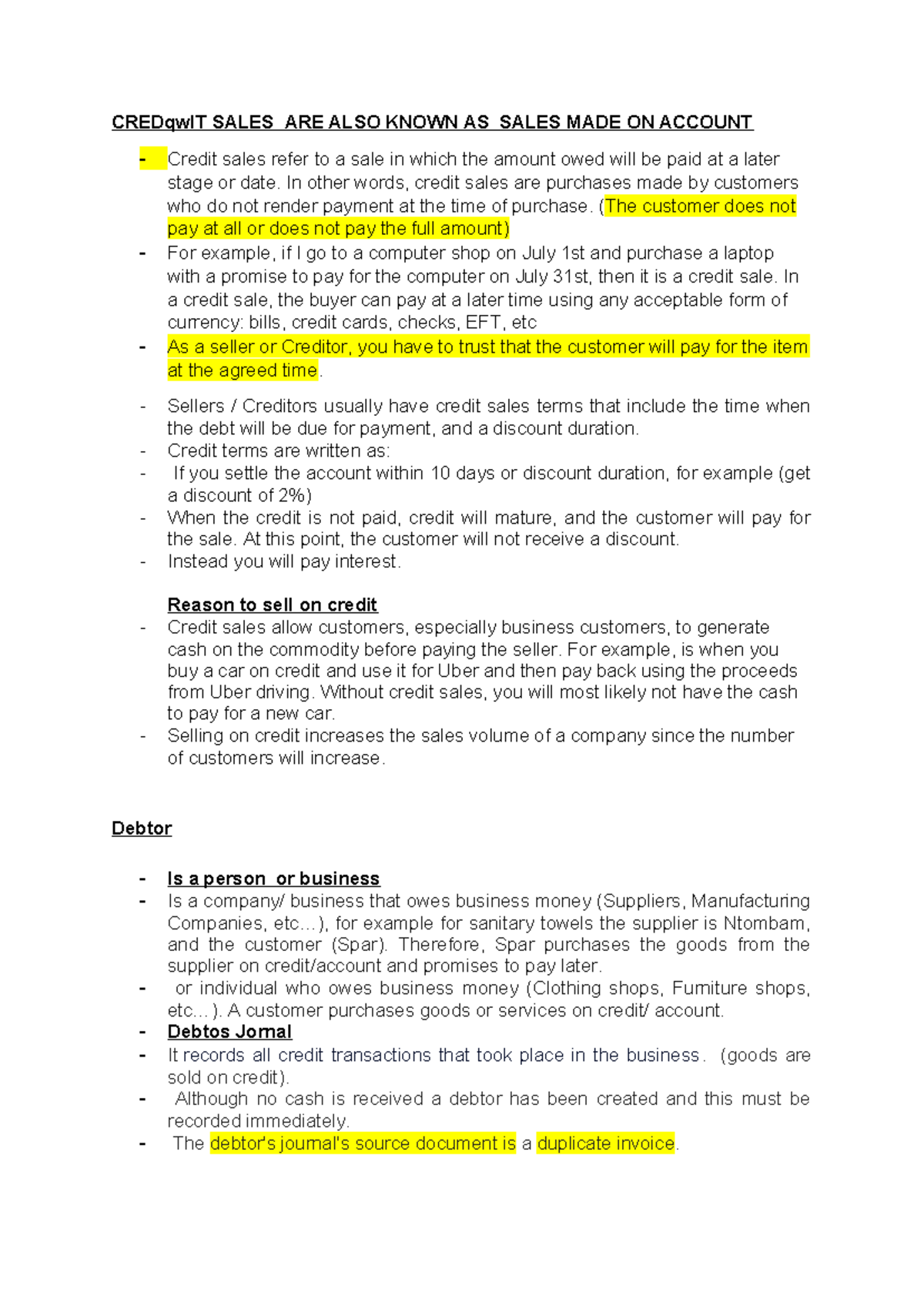 Credit Sales Preparations - CREDqwIT SALES ARE ALSO KNOWN AS SALES MADE ...