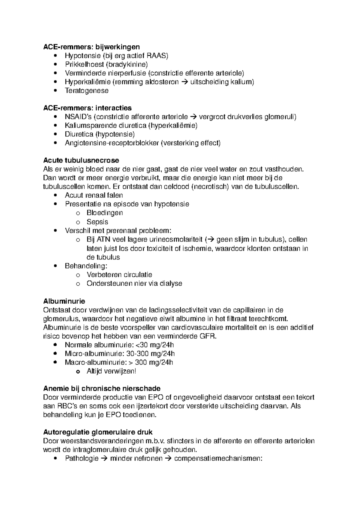 Stamplijst circulatie III - ACE-remmers: bijwerkingen Hypotensie (bij ...