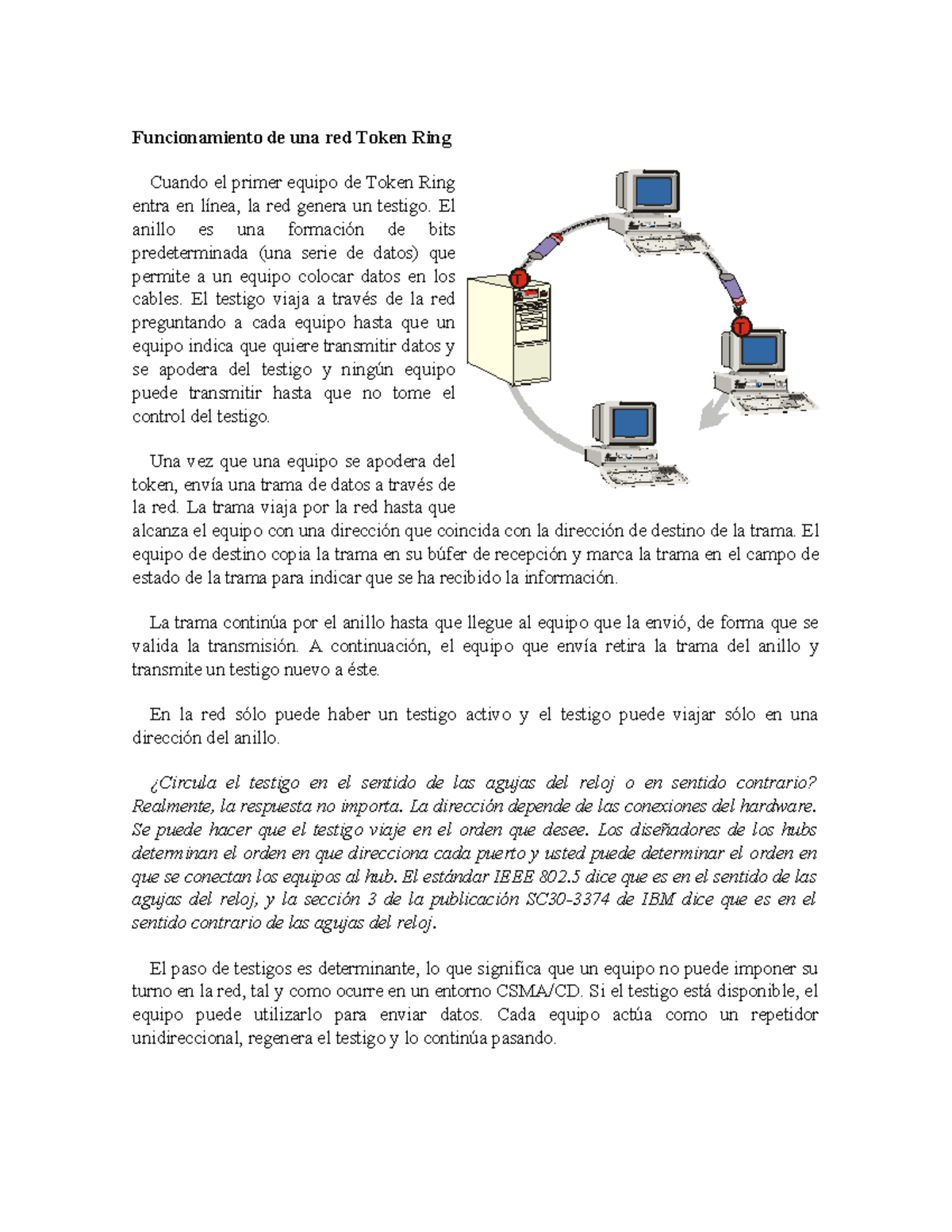 21-40 - bastante larga - Funcionamiento de una red Token Ring Cuando el ...
