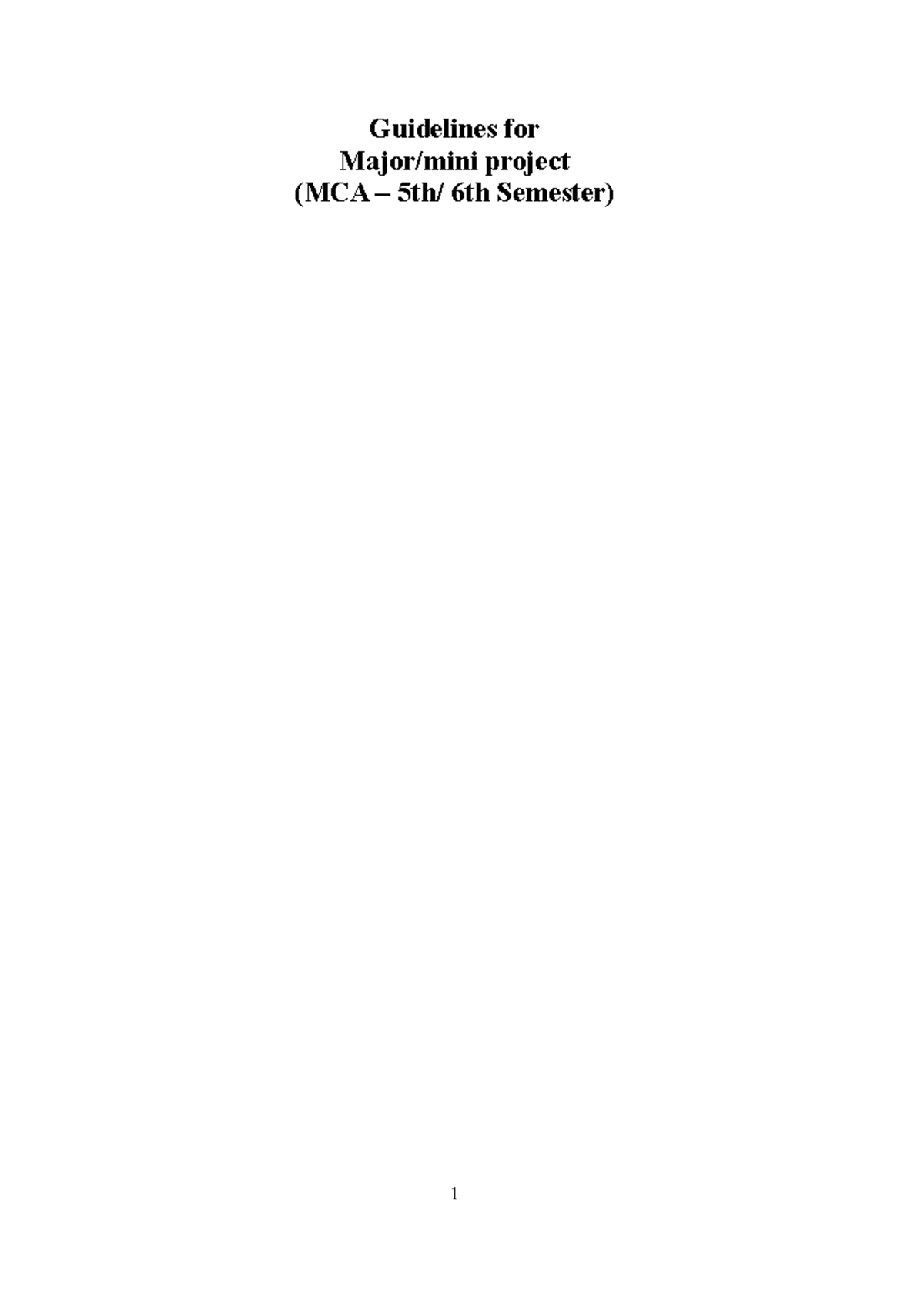 Guidelines for mini project ii mca - Guidelines for Major/mini project ...