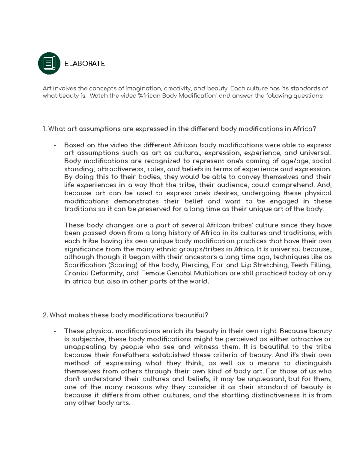 Elaborate GART 0433 Pataueg - ELABORATE Art involves the concepts of ...