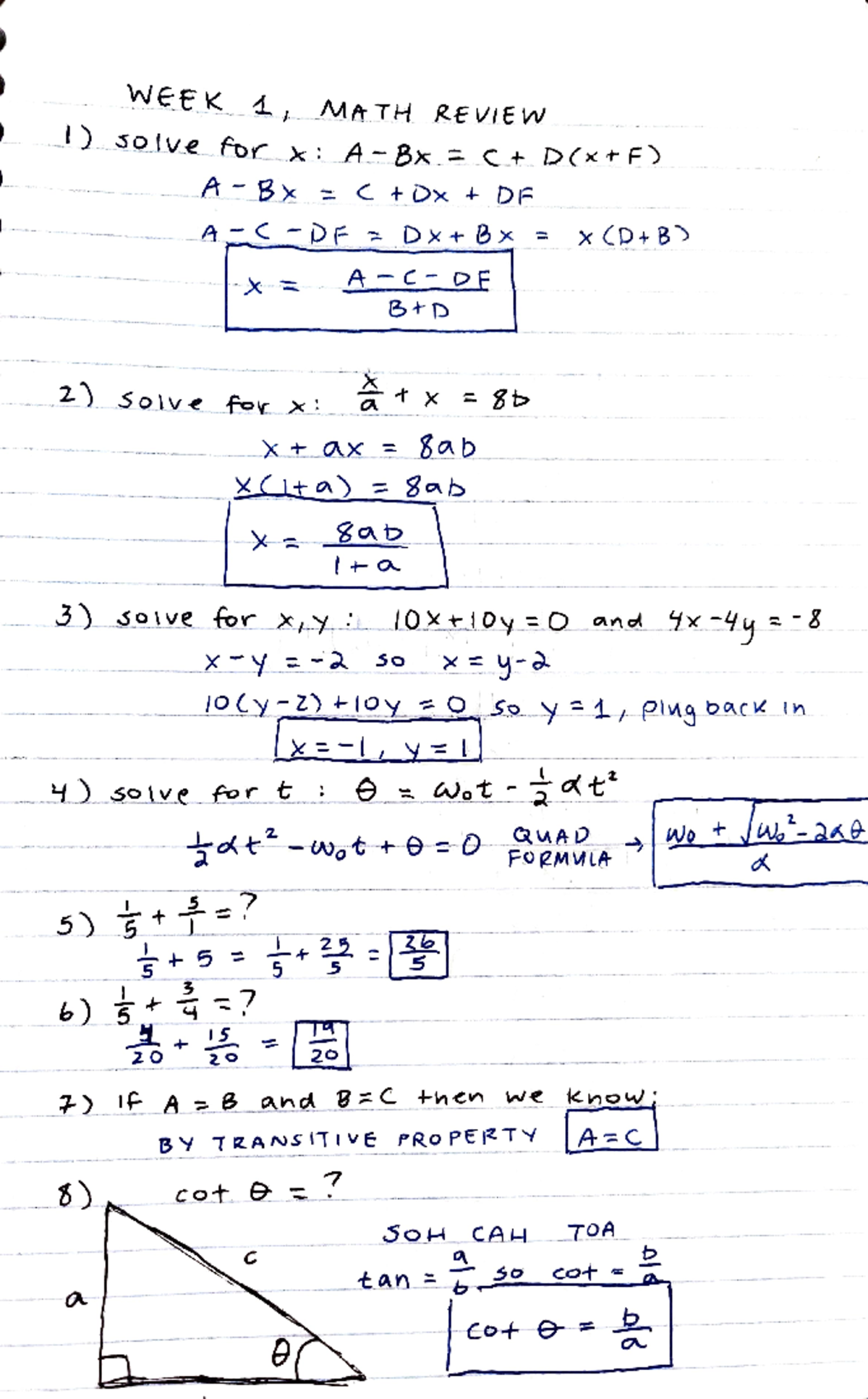 Recitation 1-206 - A review of the fundamental mathematical concepts ...