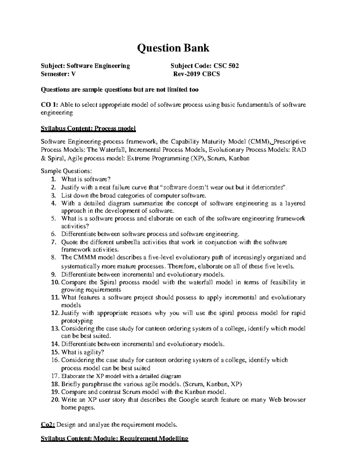 SE-Question-Bank Rahul 5B - Question Bank Subject: Software Engineering ...