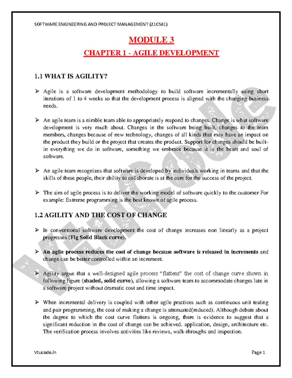 Mod 3 - Good - MODULE 3 CHAPTER 1 - AGILE DEVELOPMENT 1 WHAT IS AGILITY ...