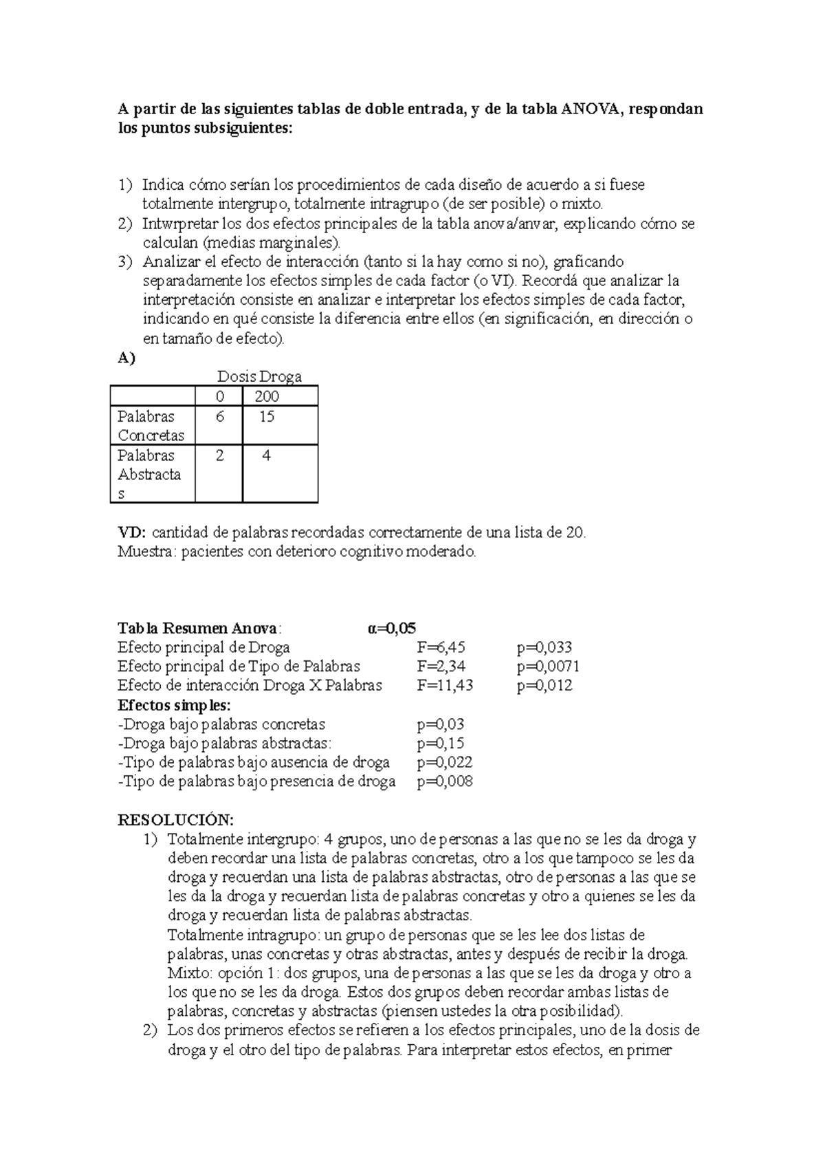 Ejercicios factorial resueltos - A partir de las siguientes tablas de ...