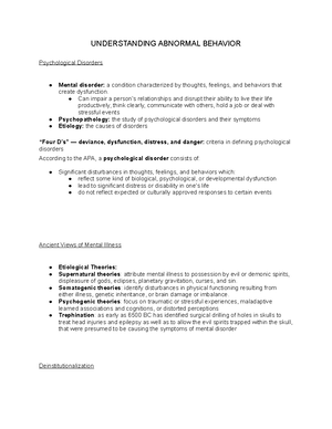 PSY 215 Personality Disorders Notes Part 1 - PERSONALITY DISORDERS ...