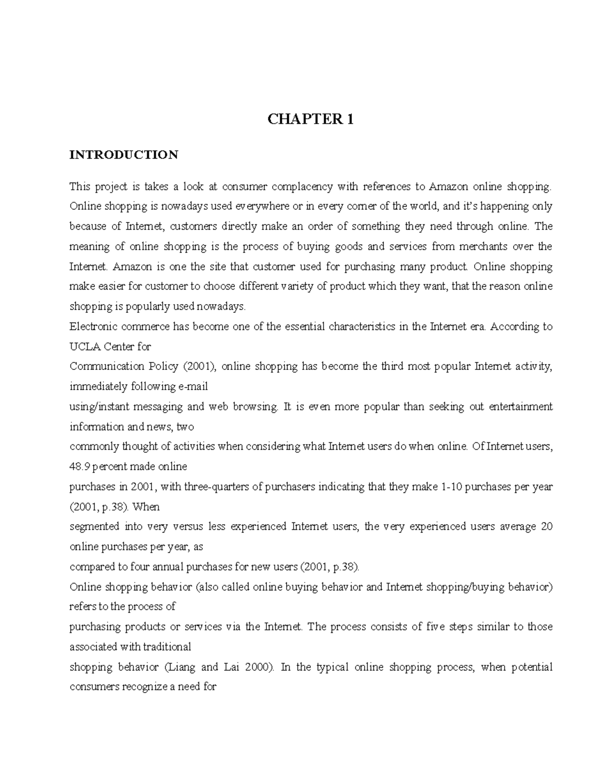 Online Retail Shopping - CHAPTER 1 INTRODUCTION This project is takes a ...