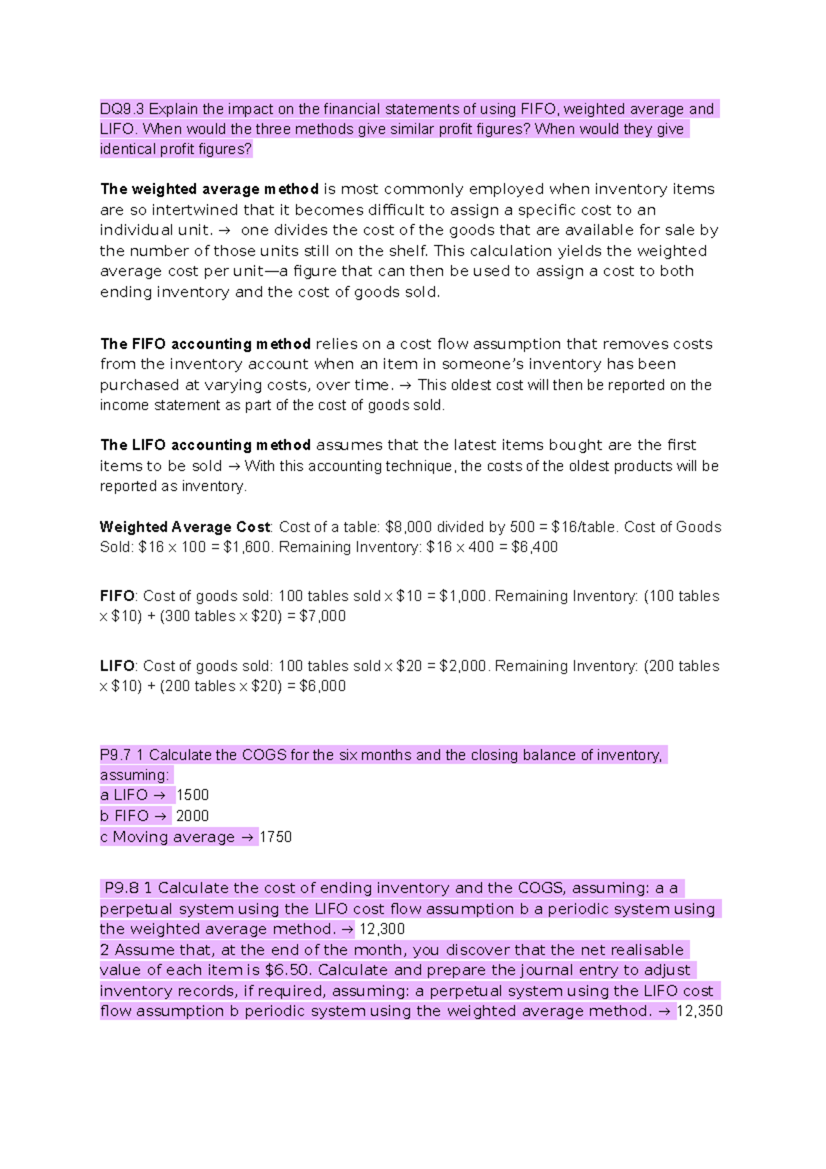 Tutorial questions week 10 - DQ9 Explain the impact on the financial ...