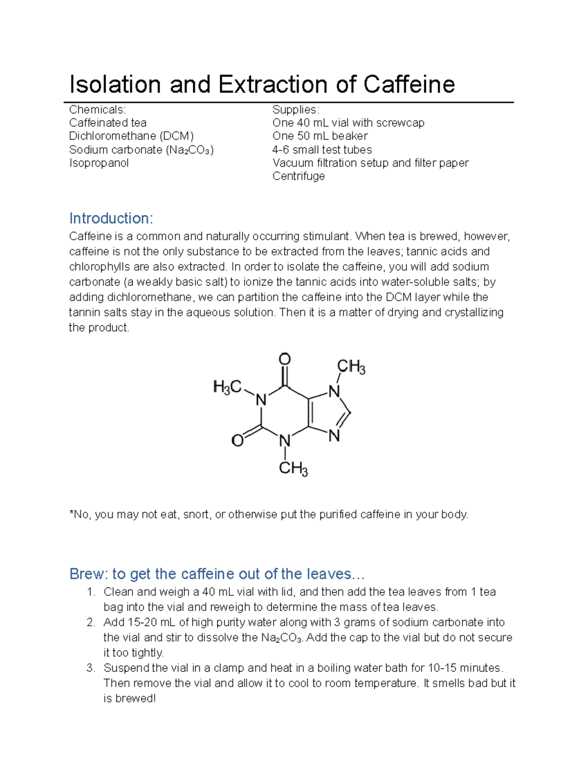 11 Isolation of Caffeine - centrifuge - Isolation and Extraction of ...