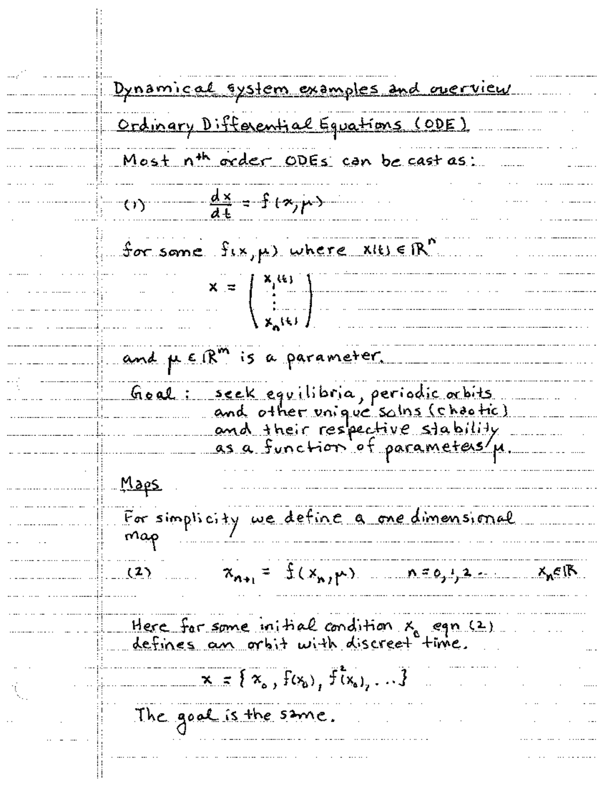 MATH455 2016-2017 Lecture Notes 0 - Dynamical system examples, overview ...