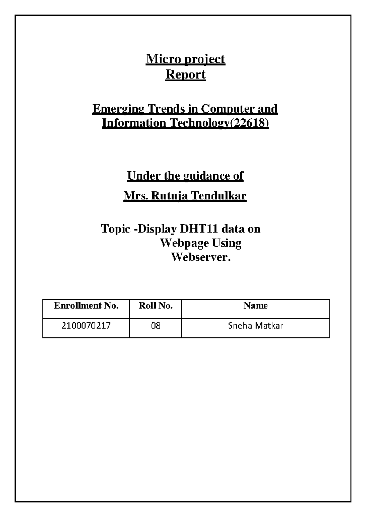 ETI Report - eti micro project - Micro project Report Emerging Trends ...