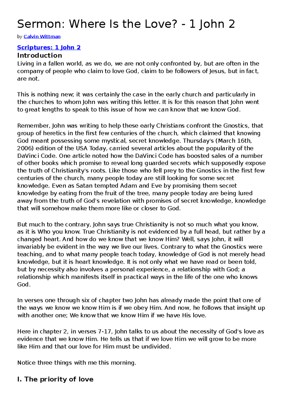 Where is the love sermon - Sermon: Where Is the Love? - 1 John 2 by ...