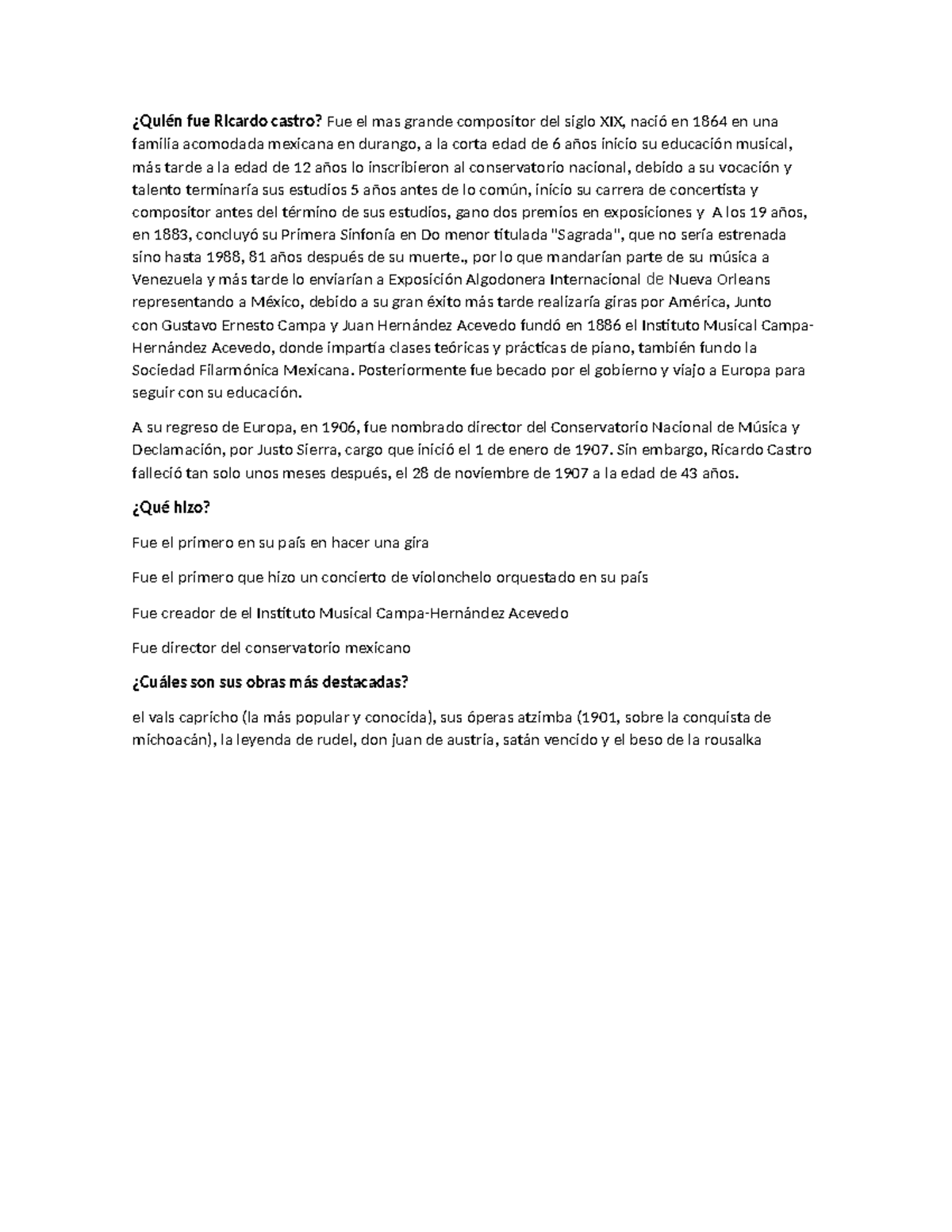 Quién fue Ricardo castro - ¿Quién fue Ricardo castro? Fue el mas grande ...