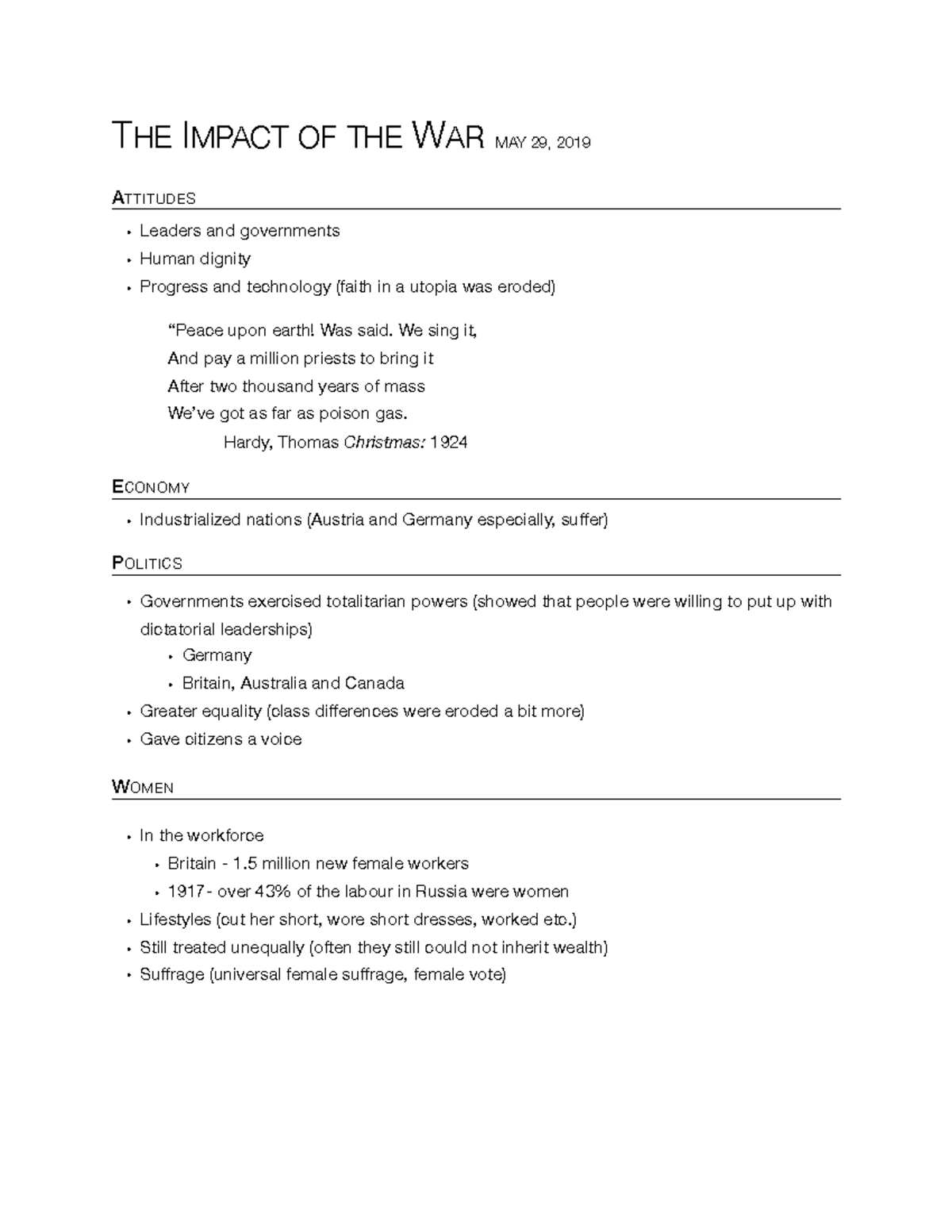 The Impact of the War PDF - THE IMPACT OF THE WAR MAY 29, 2019 ...