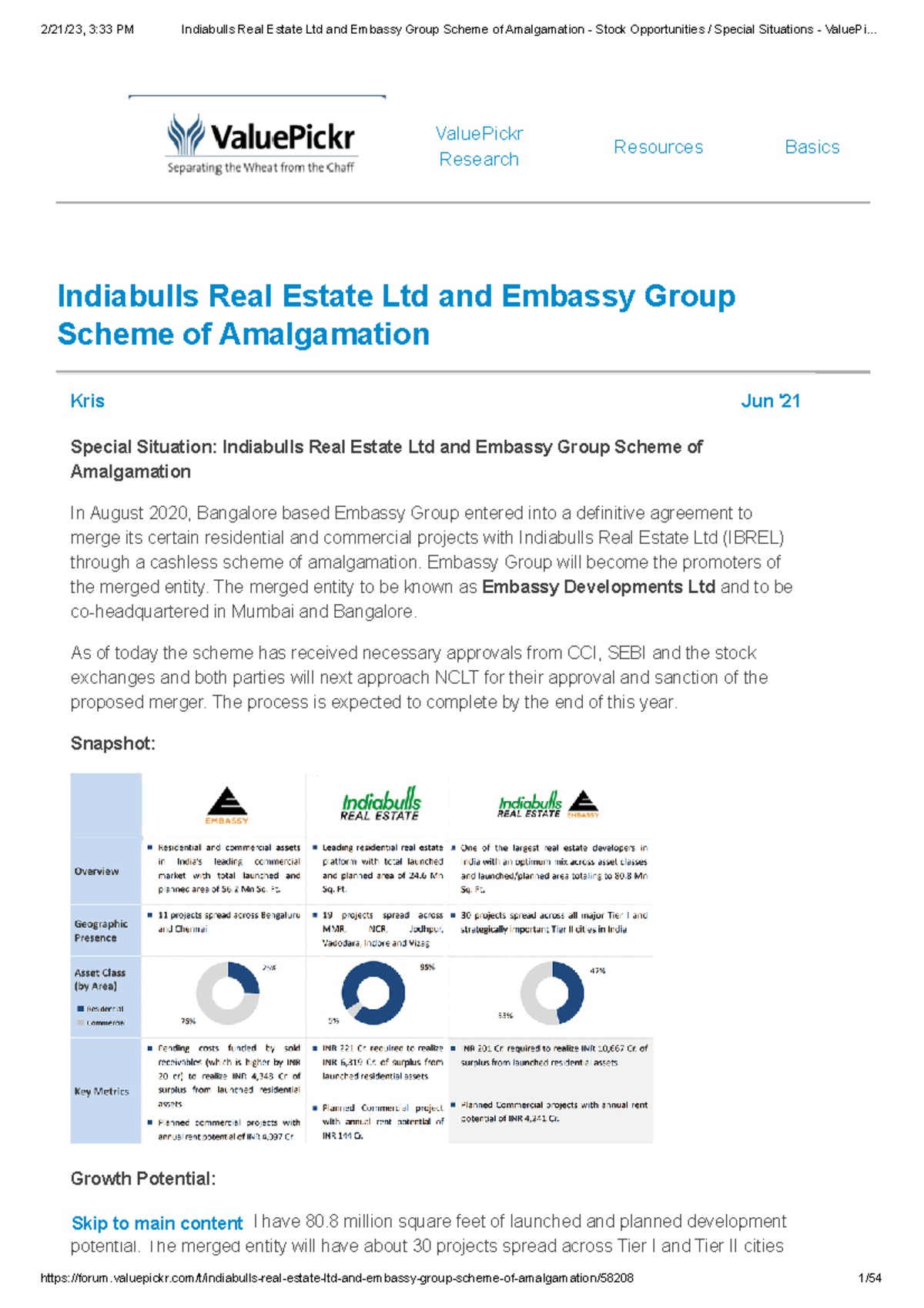 A pg 1-5 - ValuePickr Research Resources Basics Indiabulls Real Estate ...