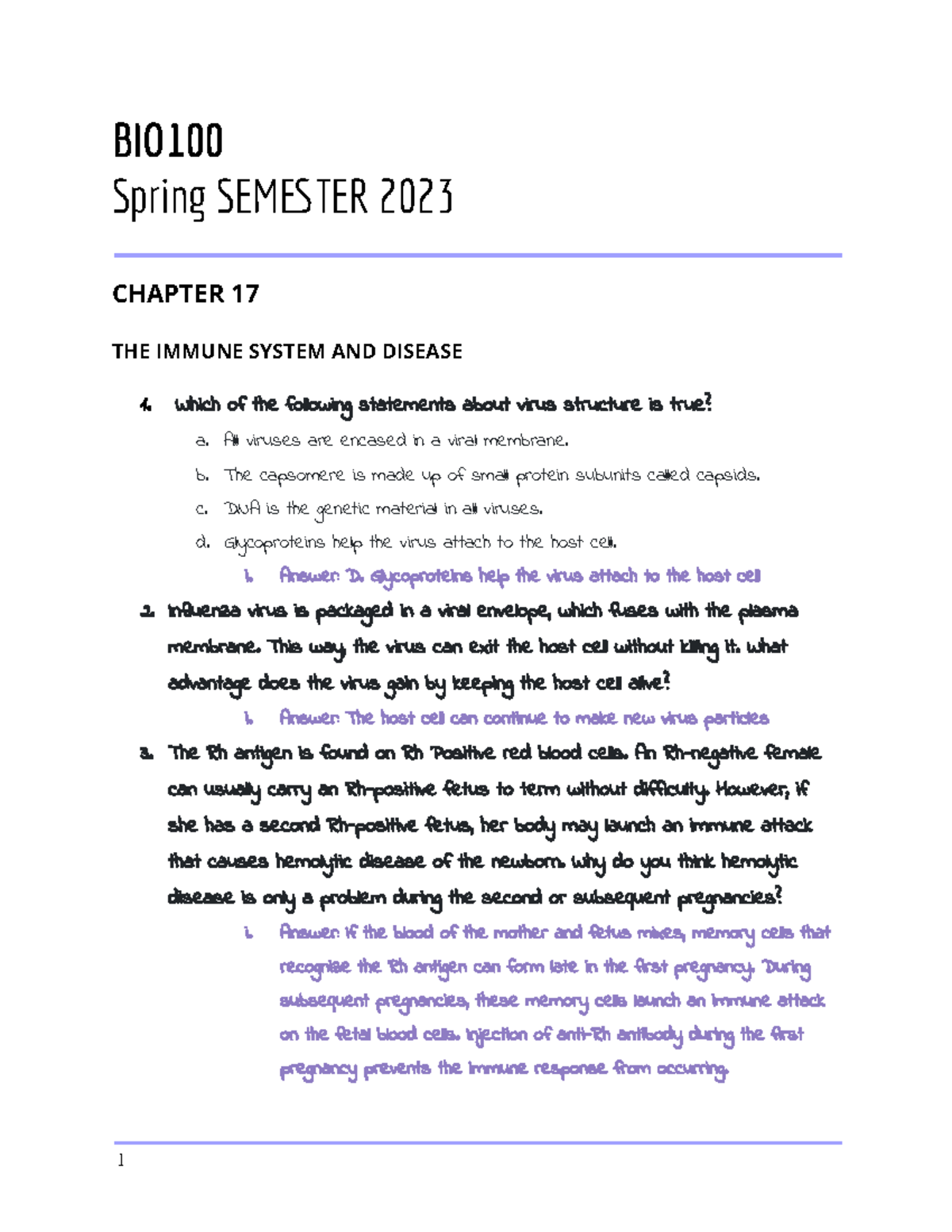 CH17: The Immune System and Disease - BIO Spring SEMTER 2023 CHAPTER 17 ...