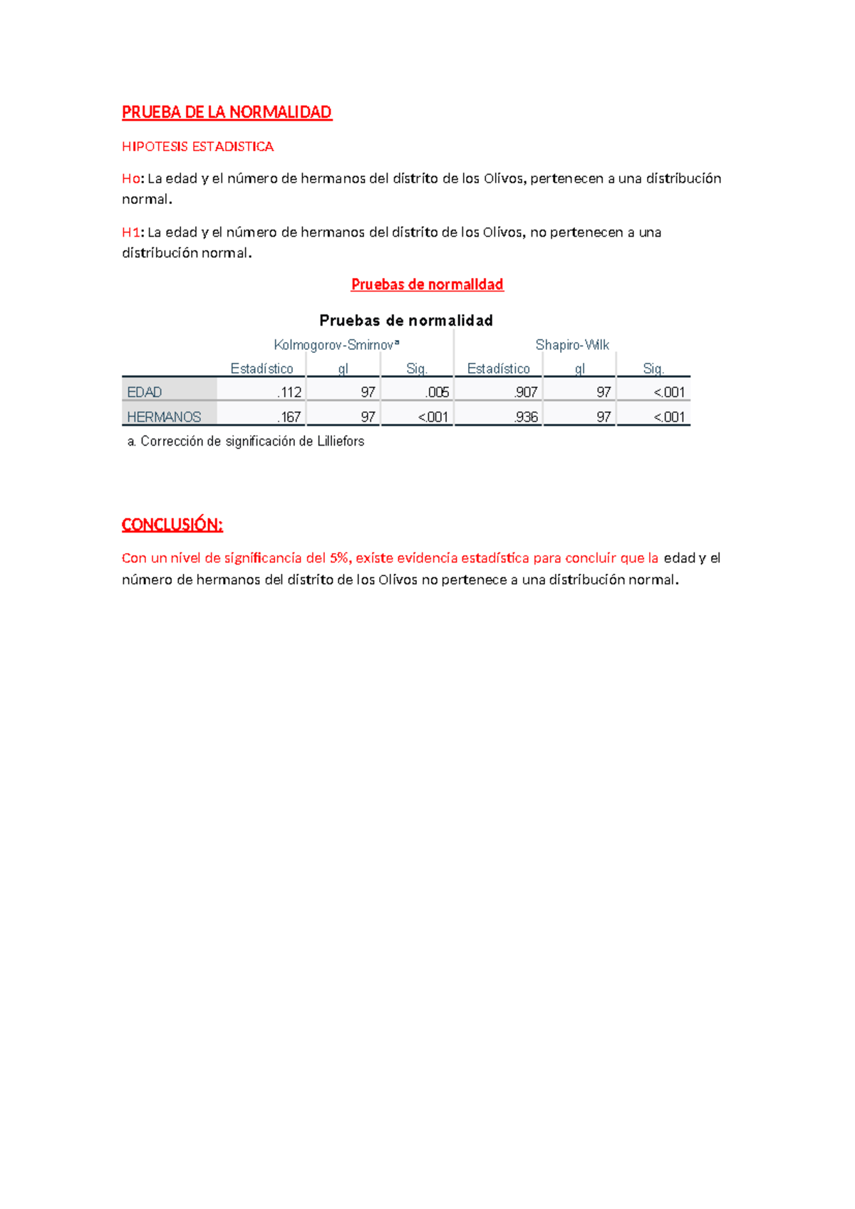 Prueba DE LA Normalidad- EDAD Y N° Hermanos - PRUEBA DE LA NORMALIDAD ...