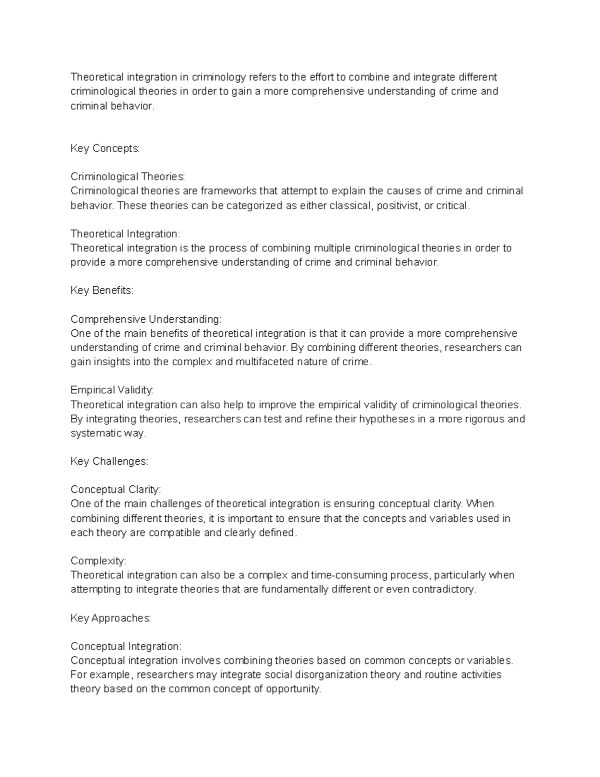 Theoretical Integration in Criminology - Key Concepts: Criminological ...