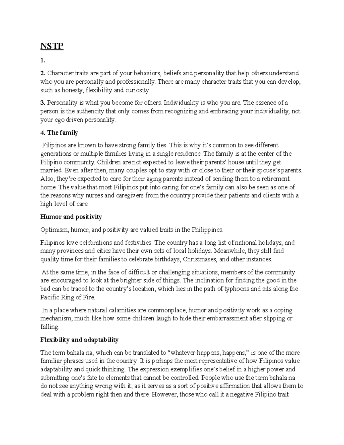 NSTP - definition of nstp - NSTP 1. Character traits are part of your ...