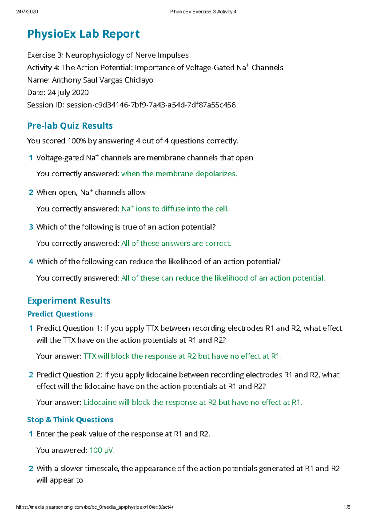 Physio Ex Exercise 3 Activity 4 - PhysioEx Lab Report Exercise 3 ...