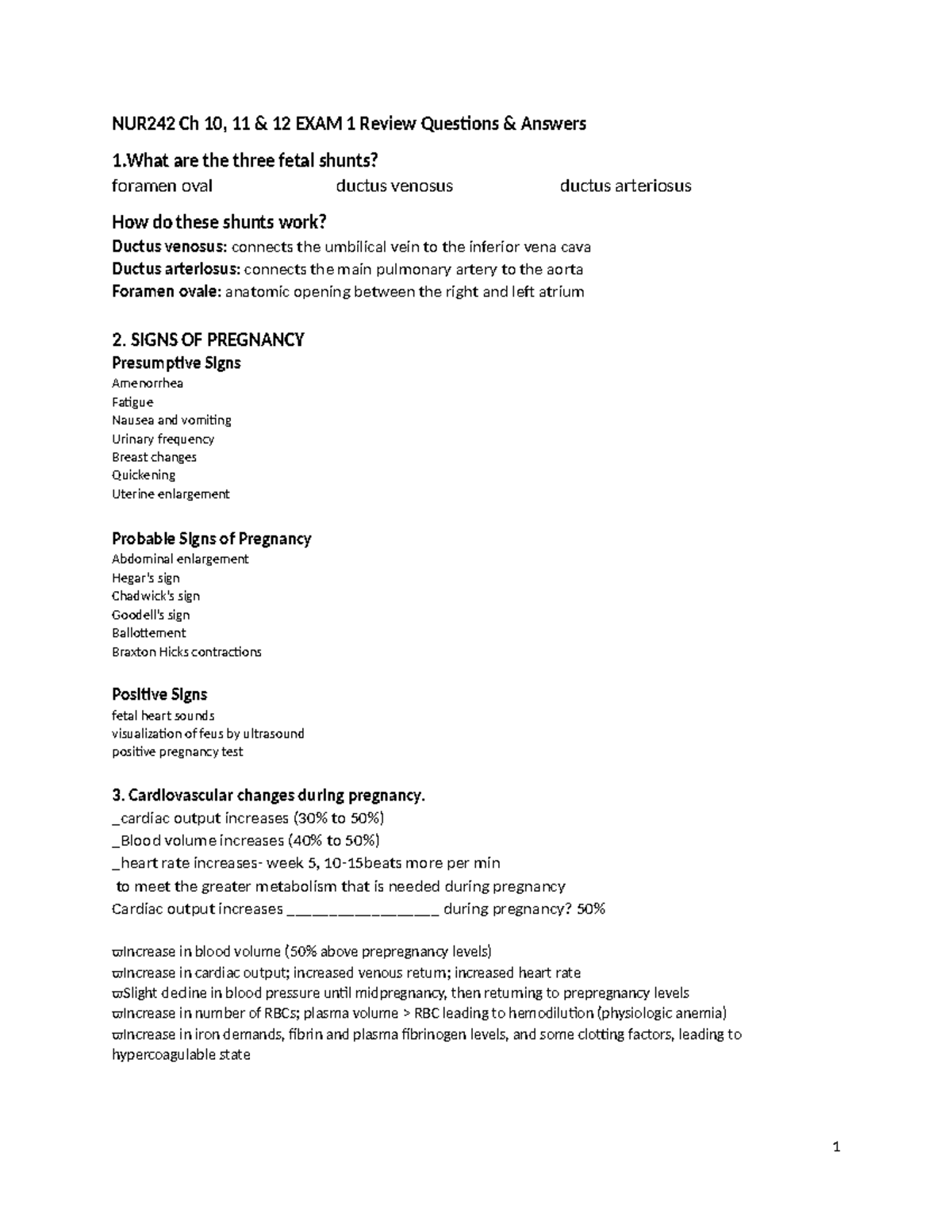 EXAM 1 Ch10,11,12 Q&A - notes - NUR242 Ch 10, 11 & 12 EXAM 1 Review ...