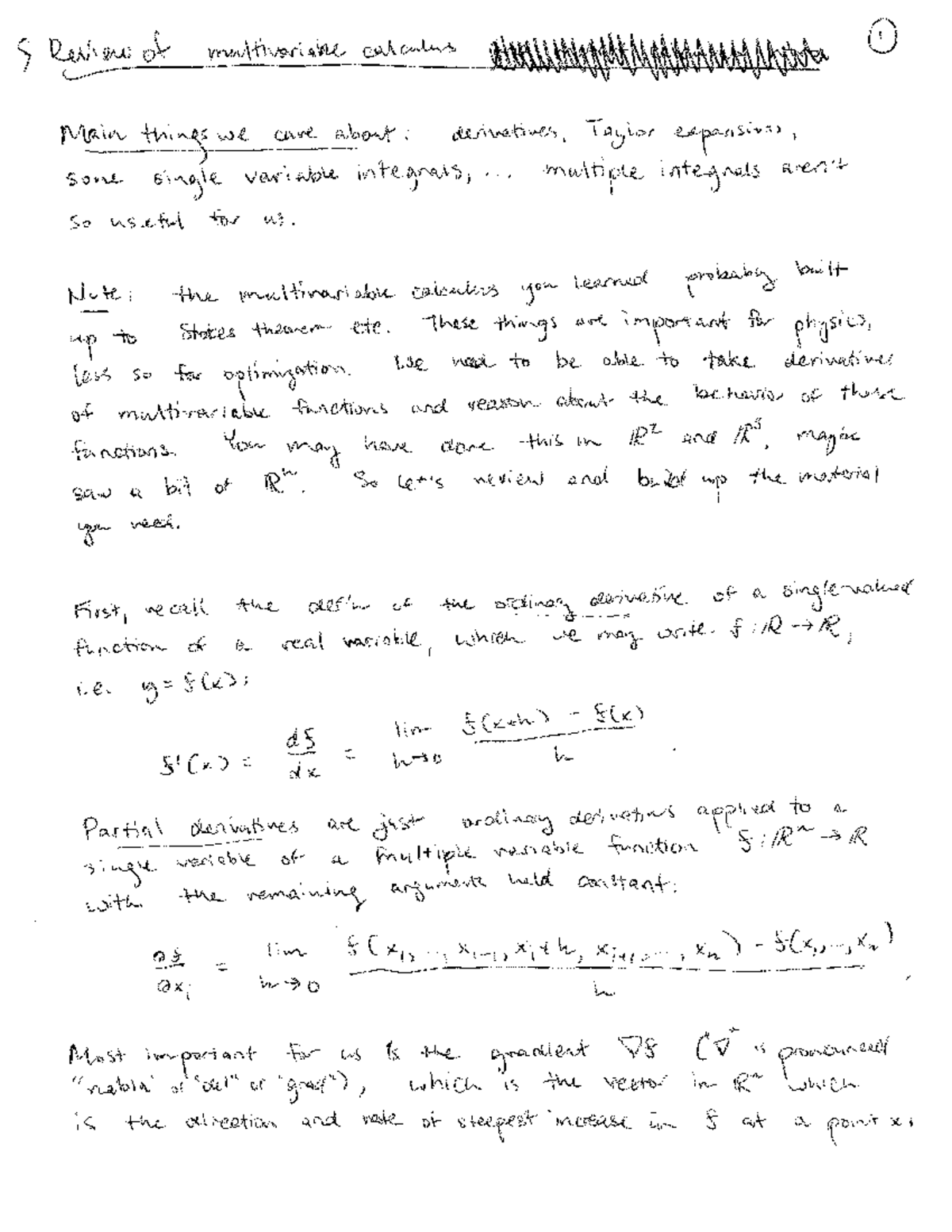 Sep8 - lecture notes - 9 Review of multivariable calculus ! Main things ...