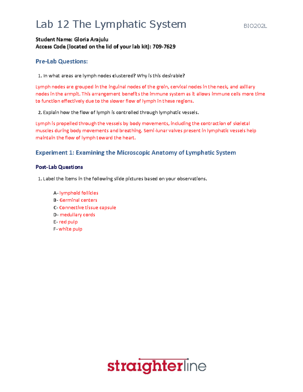 Lab 12 - anatomy 1 and 2 lab stuff - Student Name: Gloria Arajulu ...