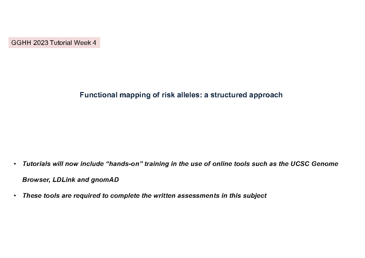 Week 5 Tutorial - Linkage DisequilibriumLinkage Disequilibrium - GGHH ...