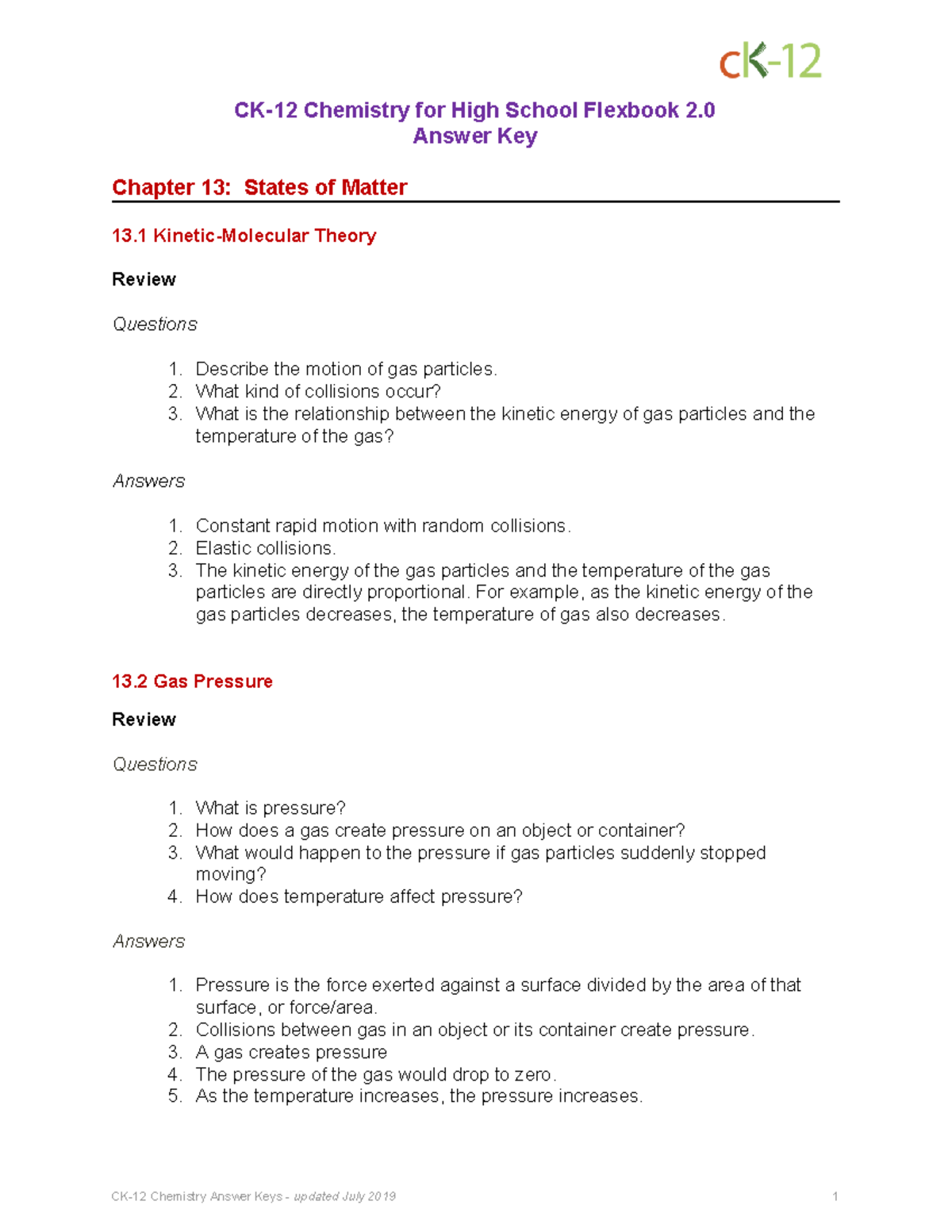 CHS Ch 13 States of Matter Answers - CK-12 Chemistry for High School ...